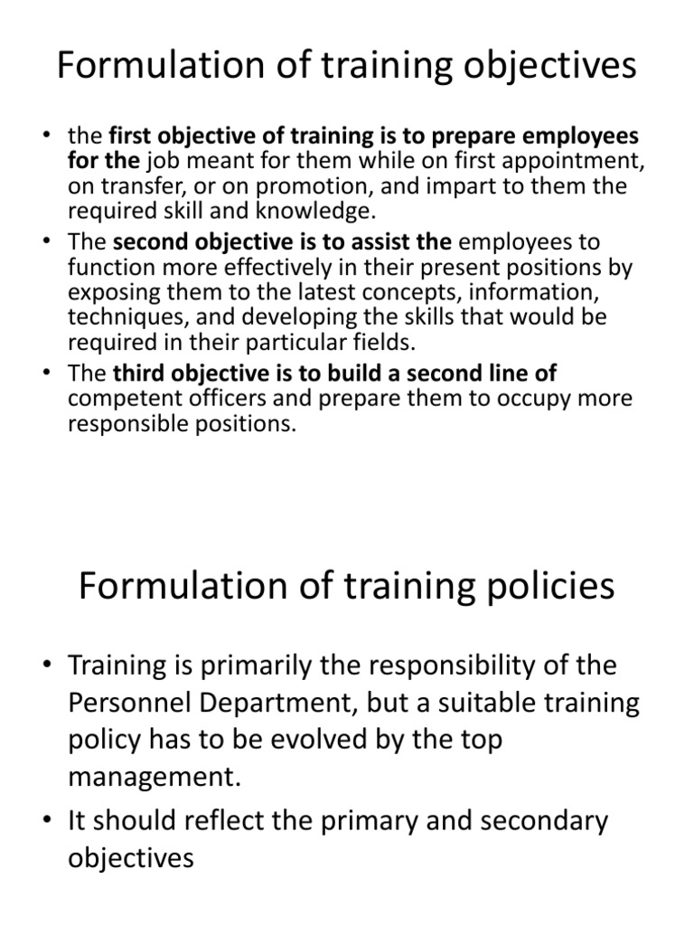 Formulation of Training Objectives | PDF | Learning | Employment