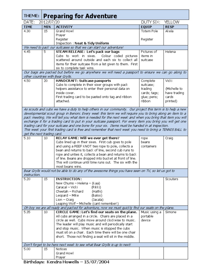 Preparing For Adventure | PDF | Scouting | Youth Movements