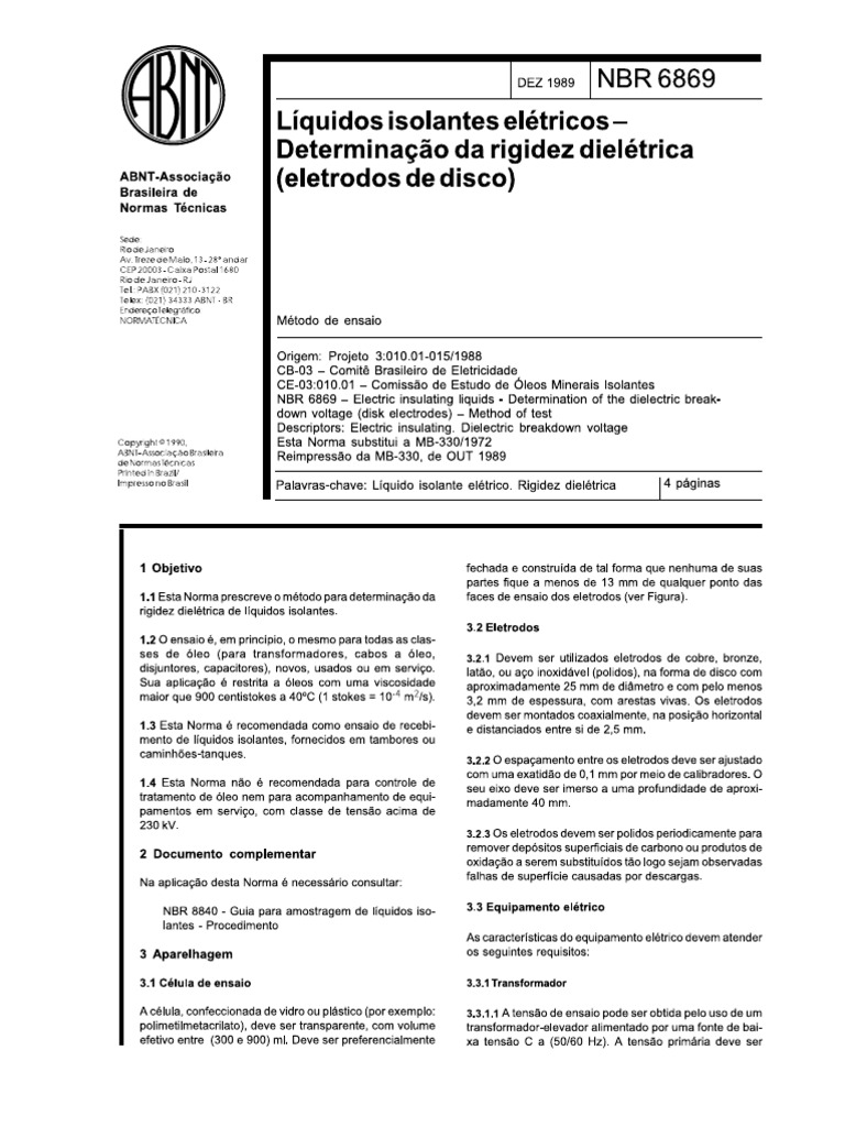 NBR 6869 - 1989 - Líquidos Isolantes Elétricos - Determinação Da ...