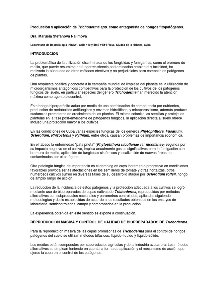 Producción y Aplicación de Trichoderma | PDF | Insectos beneficiosos | Hongo