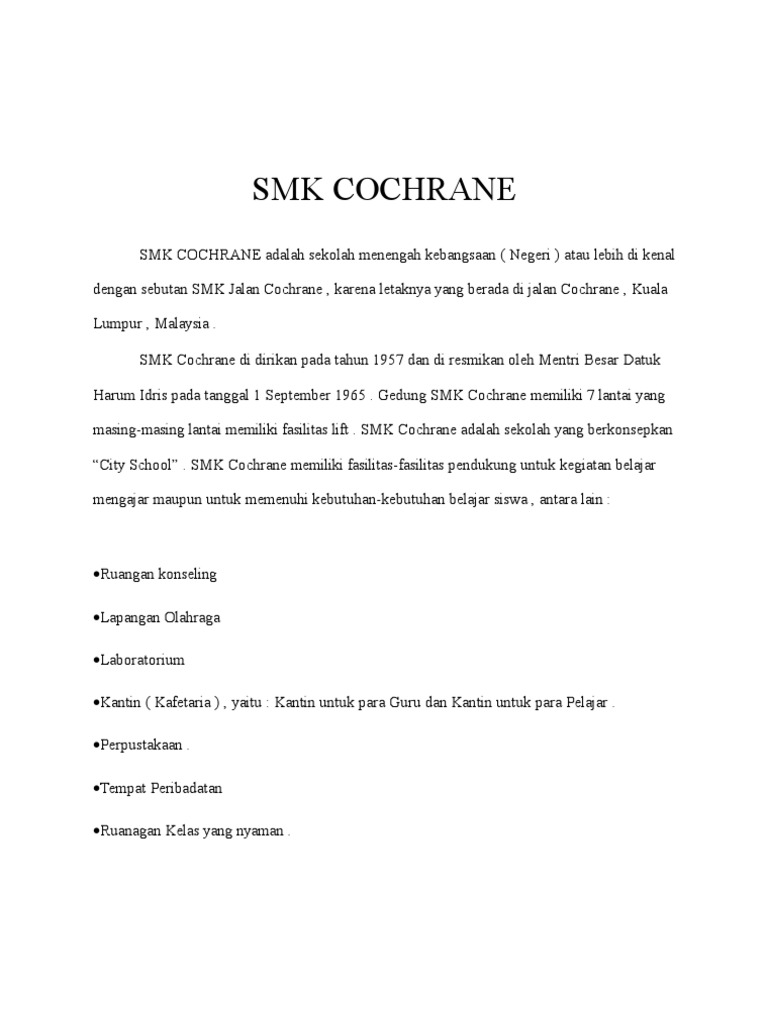 SMK Cochrane | PDF | Seni | Kesehatan Holistik