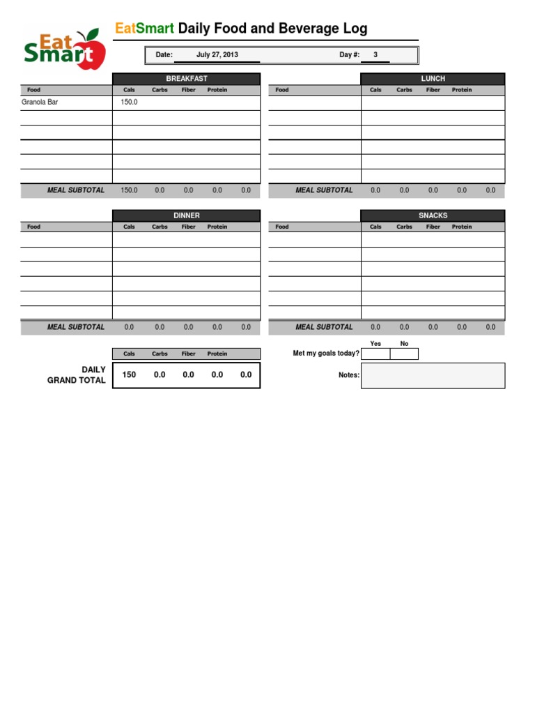 EatSmart Food Diary PDF