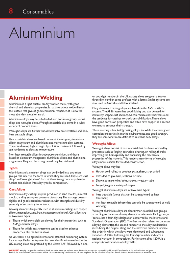 Boc Welding Consumables-Aluminium | PDF | Technology & Engineering
