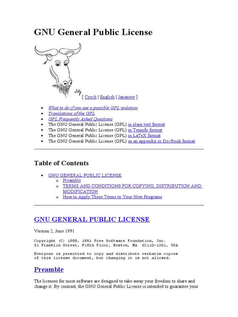 GNU General Public License | PDF | Source Code | License