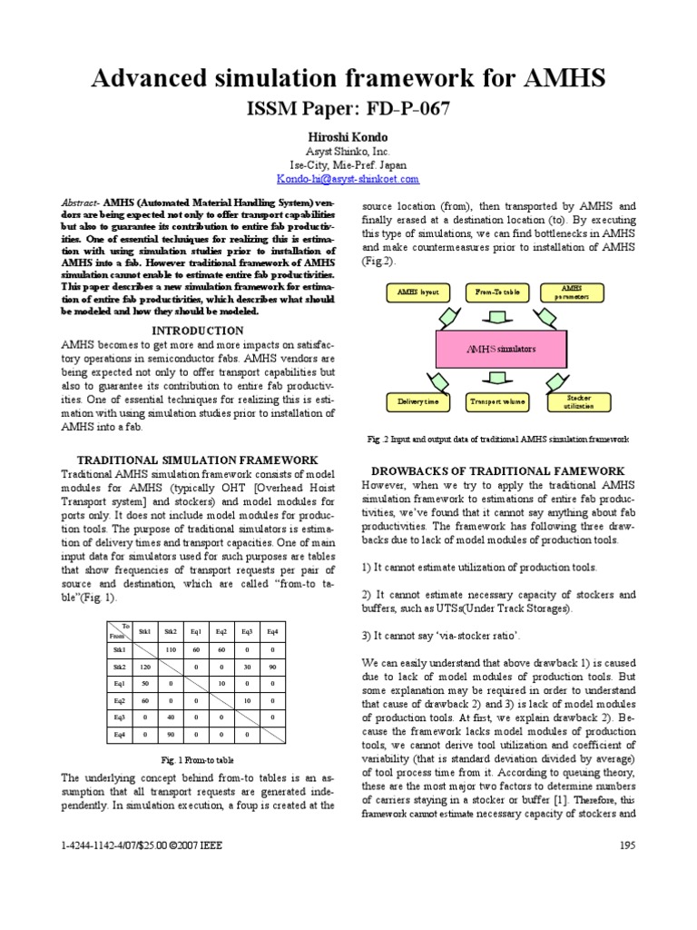 Advanced simulation framework for AMHS | Simulation | Technology
