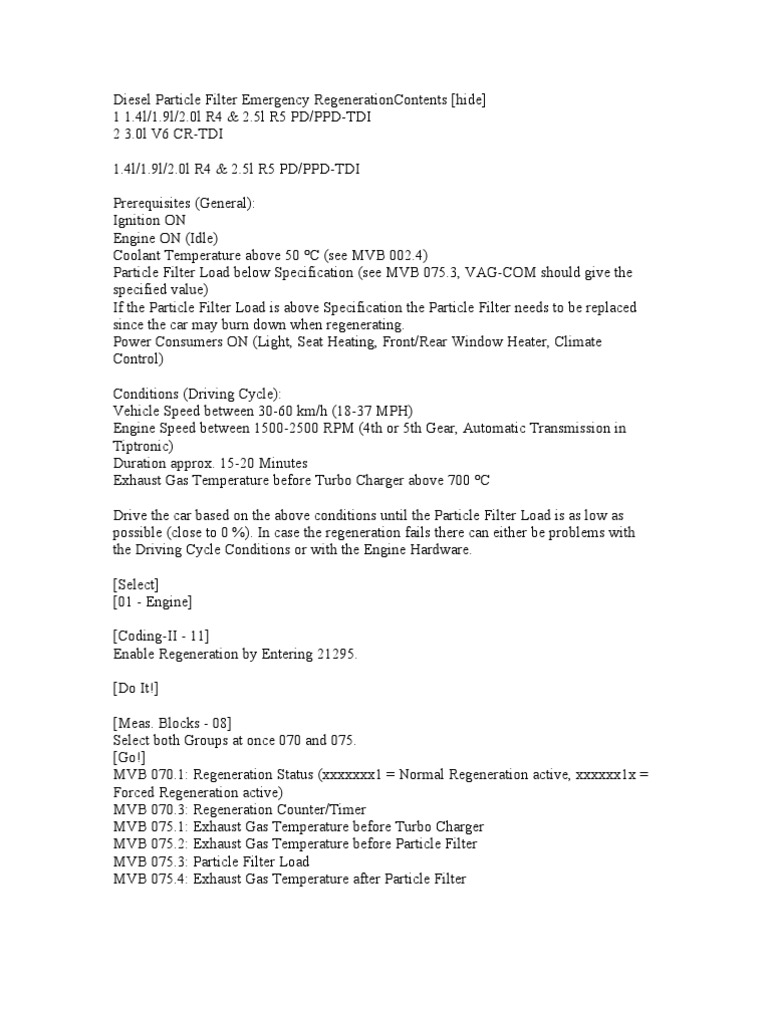 Diesel Particle Filter Regeneration Guide | PDF | Hvac | Fuel Injection