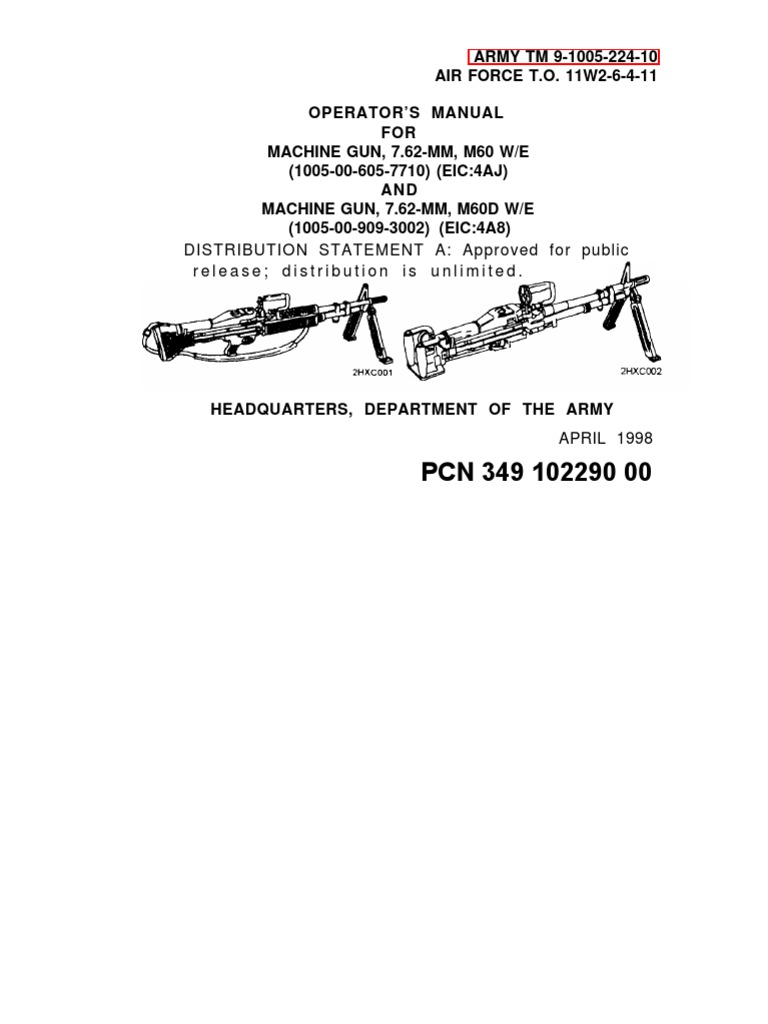 M60 Technical Manual | PDF | Machine Gun | Cartridge (Firearms)