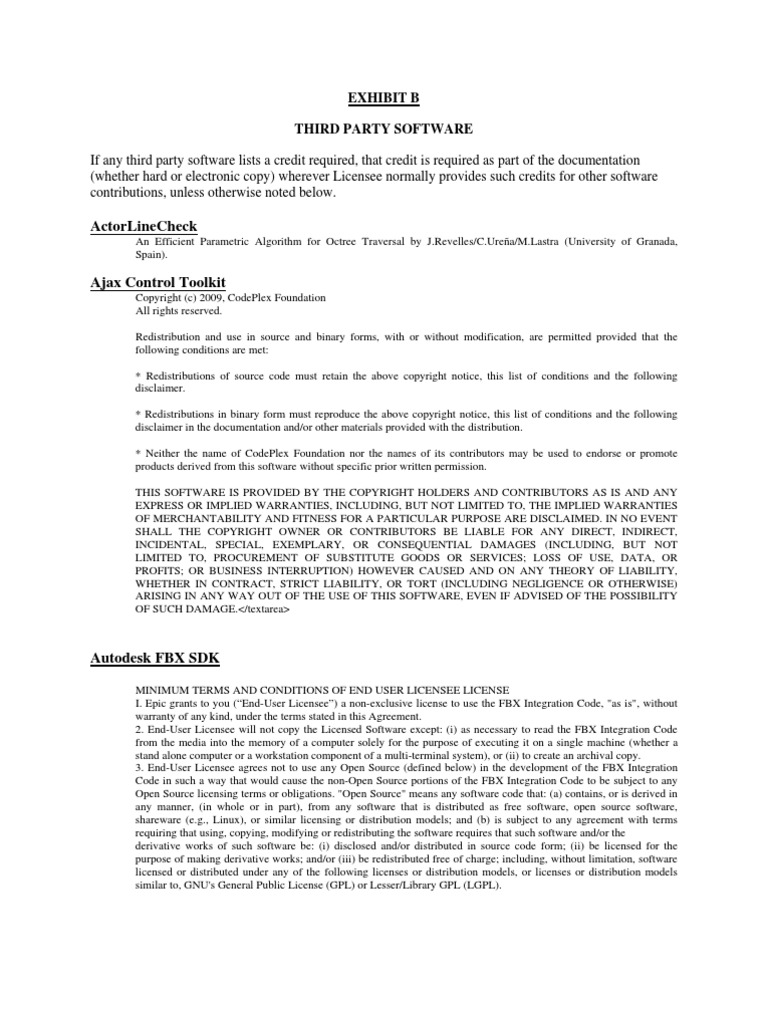 Ue3 Third Party Software | PDF