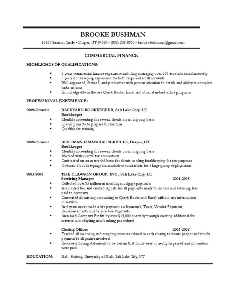 Brooke Bushman: Commercial Finance Expert | PDF | Finance & Money ...