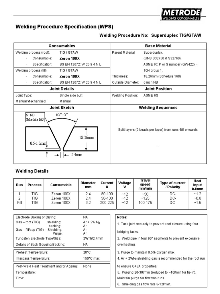 Metrode WPS Superduplex | Welding | Mechanical Engineering