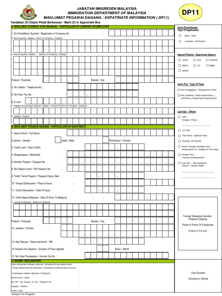 Expatriate Employment Pass Application Form | PDF