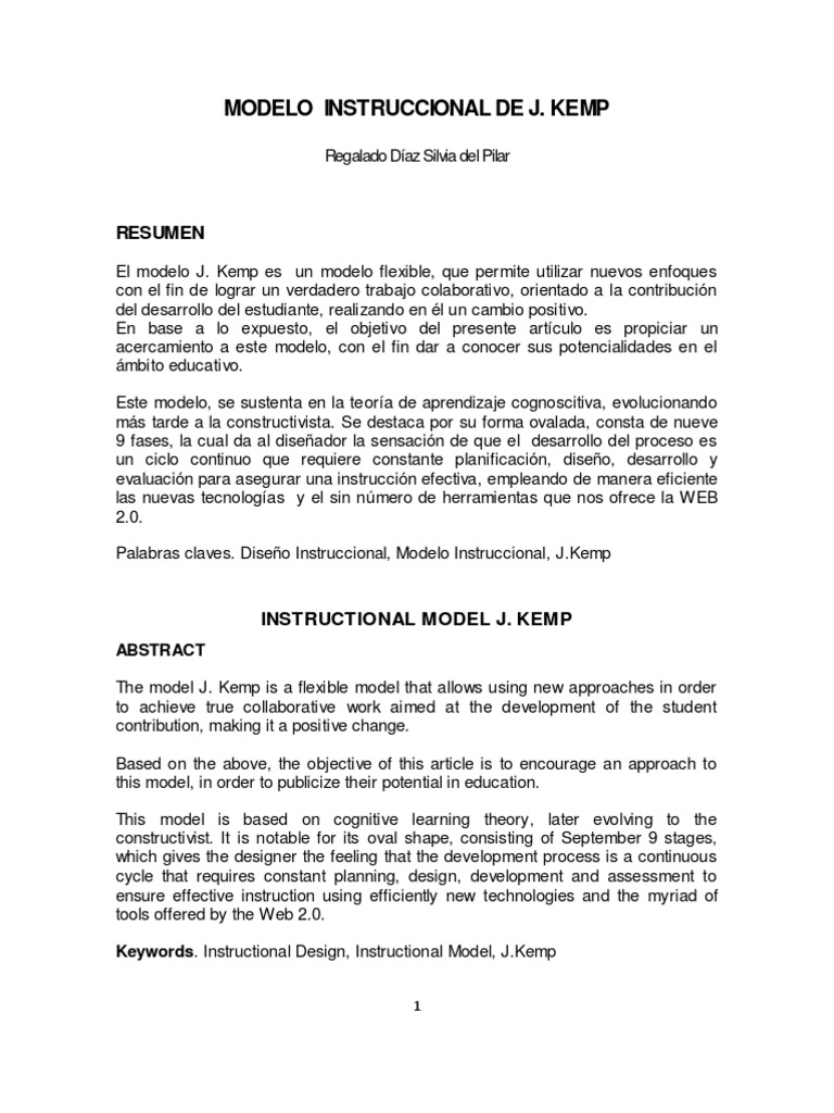 Modelo Instruccional de Jerrold Kemp | PDF | Diseño instruccional ...