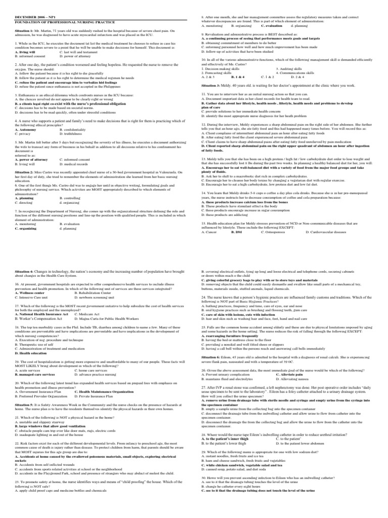 Nurse Licensure Examination Dec 2006 | PDF | Childbirth | Nursing