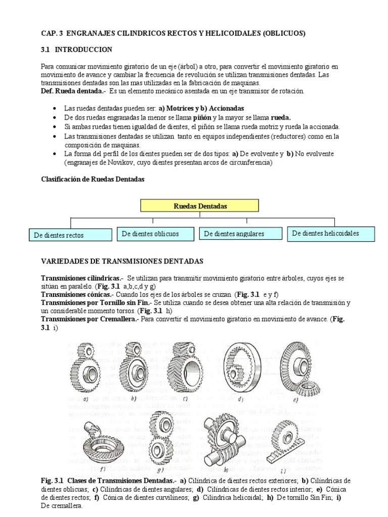 Cap 3 Engranajes Cilindricos Rectos y Helicoidales | PDF | Engranaje ...