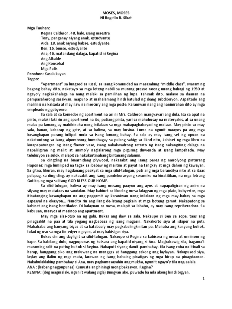 MOSES, MOSES Ni Rogelio R. Sikat MOSES, MOSES Ni Rogelio R. Sikat Moses, Moses | PDF