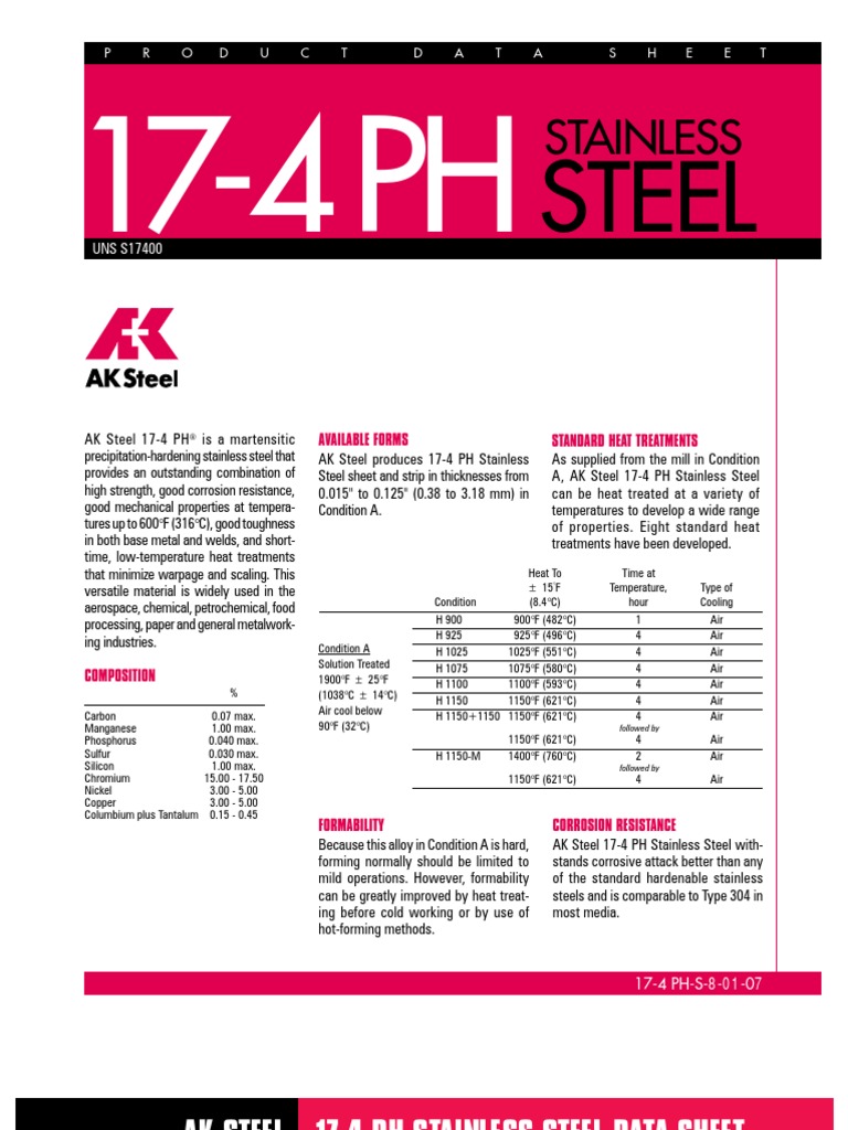 SST 17-4 PH Data Sheet | Stainless Steel | Heat Treating