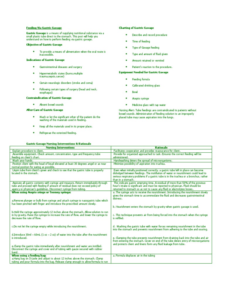 Feeding Via Gastric Gavage | PDF | Wellness