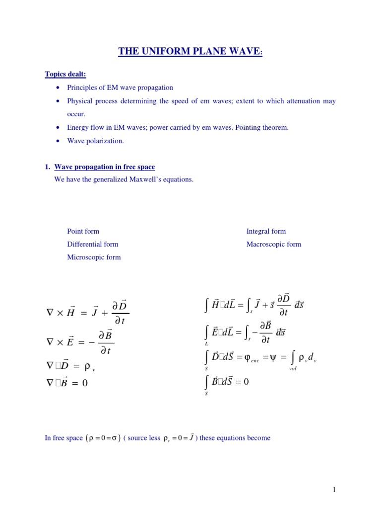 Uniform Plane Wave | PDF | Wavelength | Waves