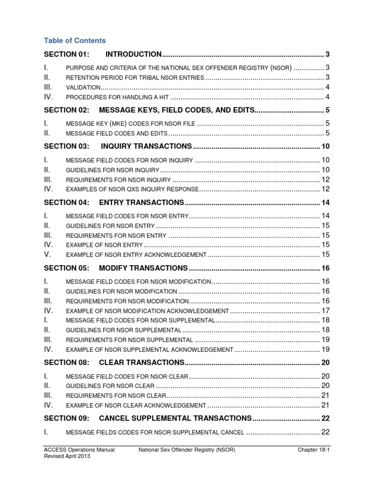 Chapter 18 National Sex Offender Registry Criminal Record Sex Offender