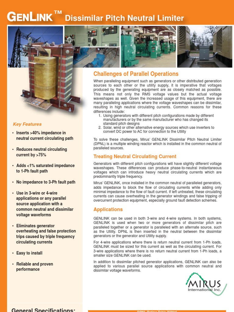 DPNL PS01 A3 GenLink Brochure | PDF | Electric Generator | Power ...
