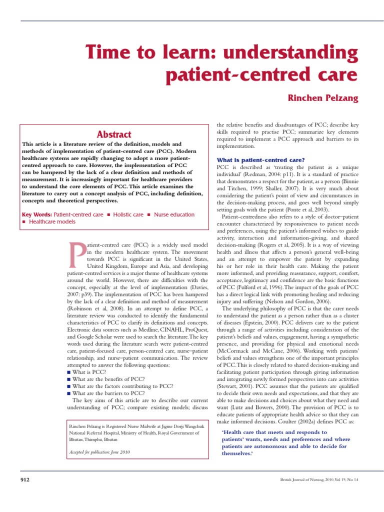 Time To Learn. Understanding Patient Centered Care | PDF | Health ...