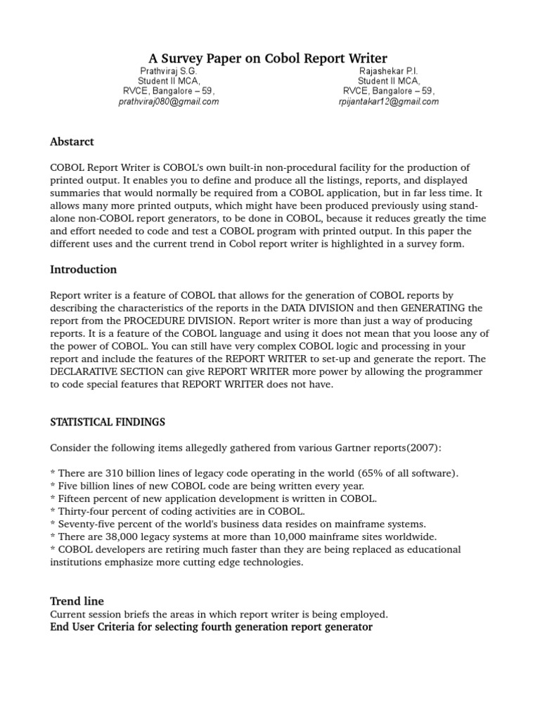 Report Writer Cobol Pdf Programmer Compiler 
