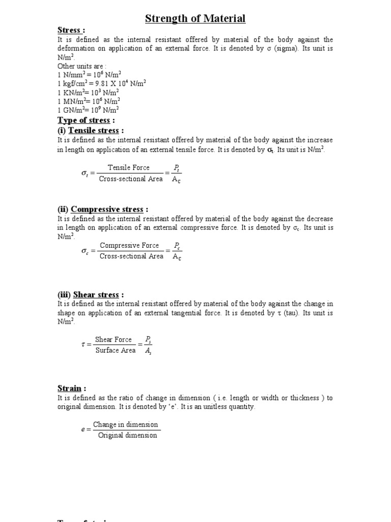 Strength of Material | Download Free PDF | Elasticity (Physics ...