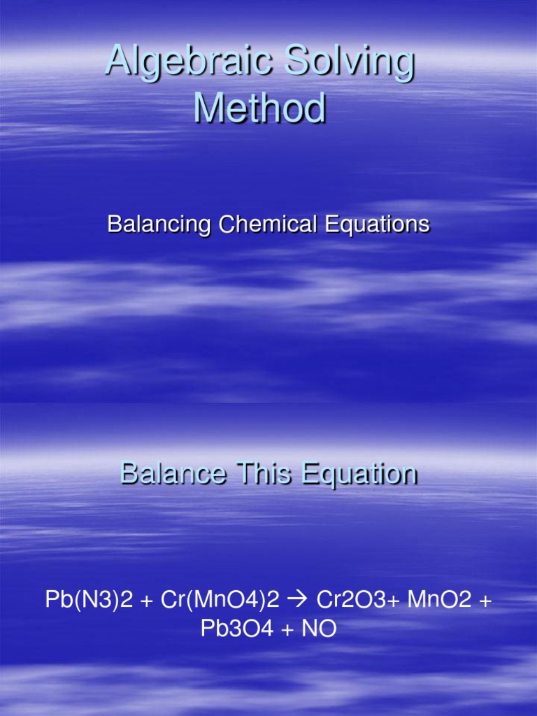 Algebraic Method for Balancing Equations | PDF | Teaching Methods ...