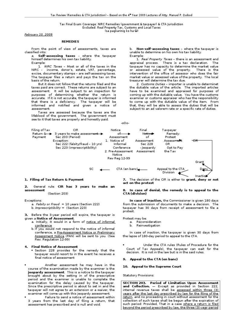 Tax 2 (Remedies & CTA Jurisdiction) | PDF | Internal Revenue Service ...