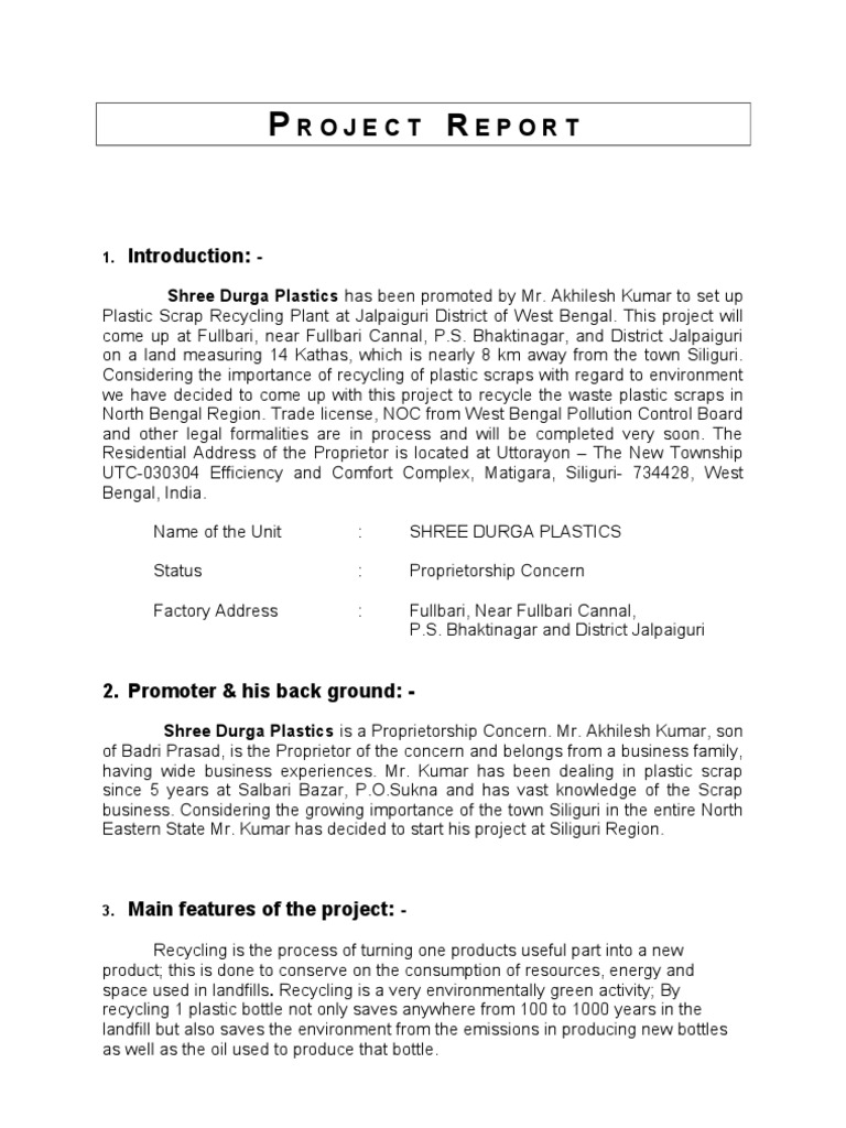Akhilesh Kumar Project Report | PDF | Recycling | Plastic