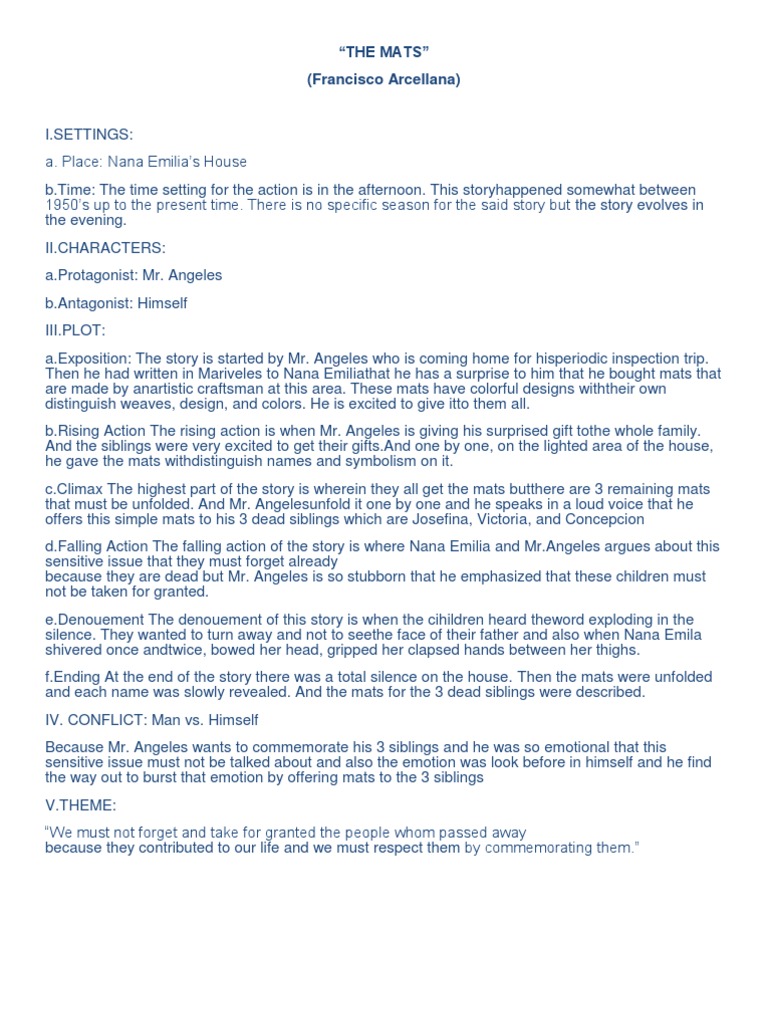 THE MATS - Docx by Francisco Arcellana | PDF