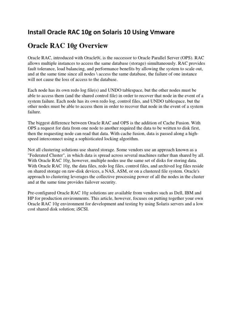 Install Rac On Solaris Vmware Pdf Oracle Database Secure Shell