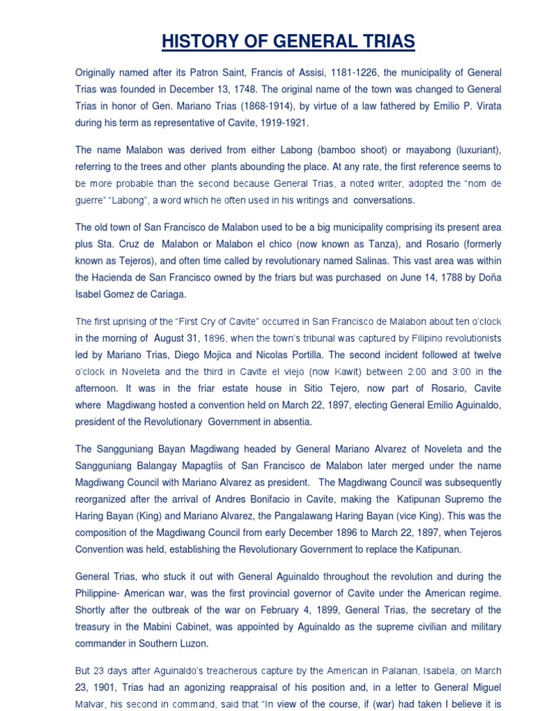General Trias Historical Overview | PDF | Philippines | Unrest