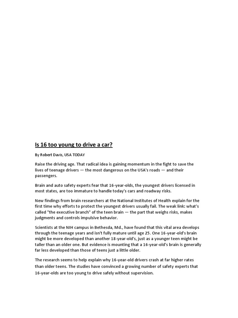 Raising Driving Age: Teen Safety Debate | PDF | Science & Mathematics