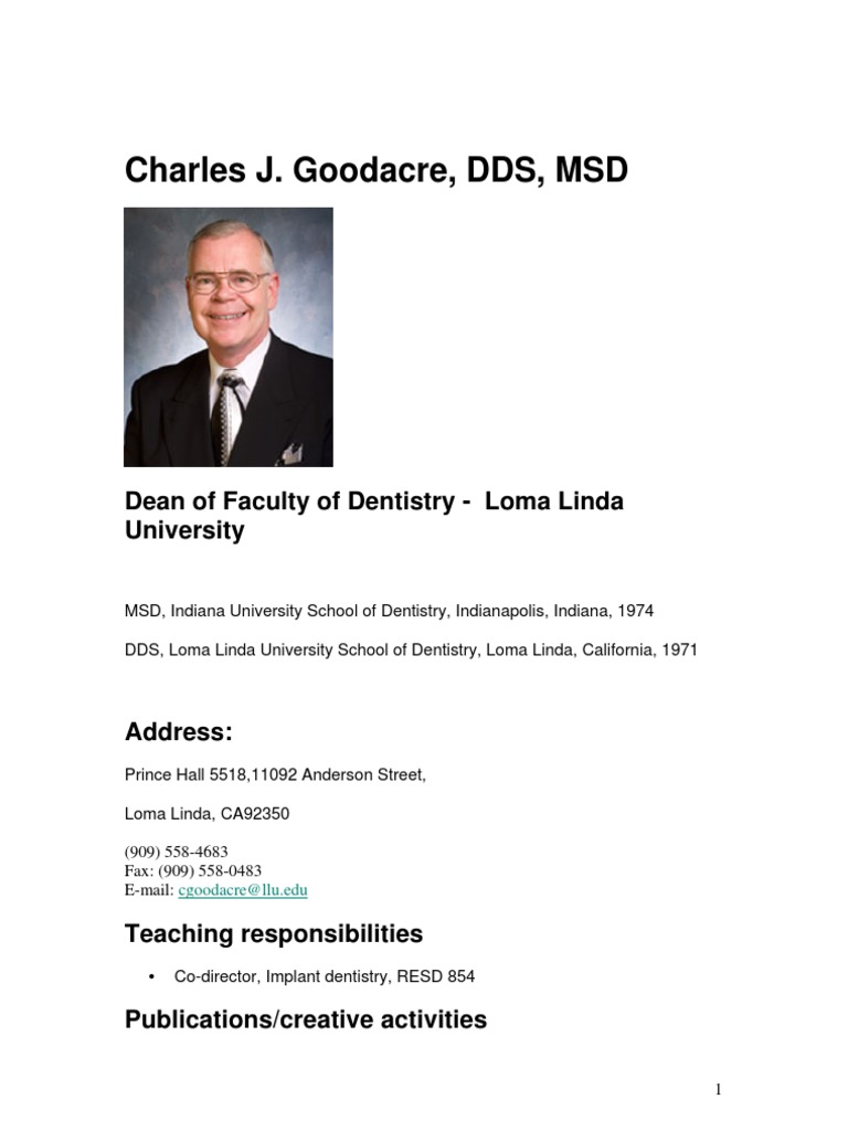 Charles J. Goodacre 1 | PDF | Prosthodontics | Dental Implant