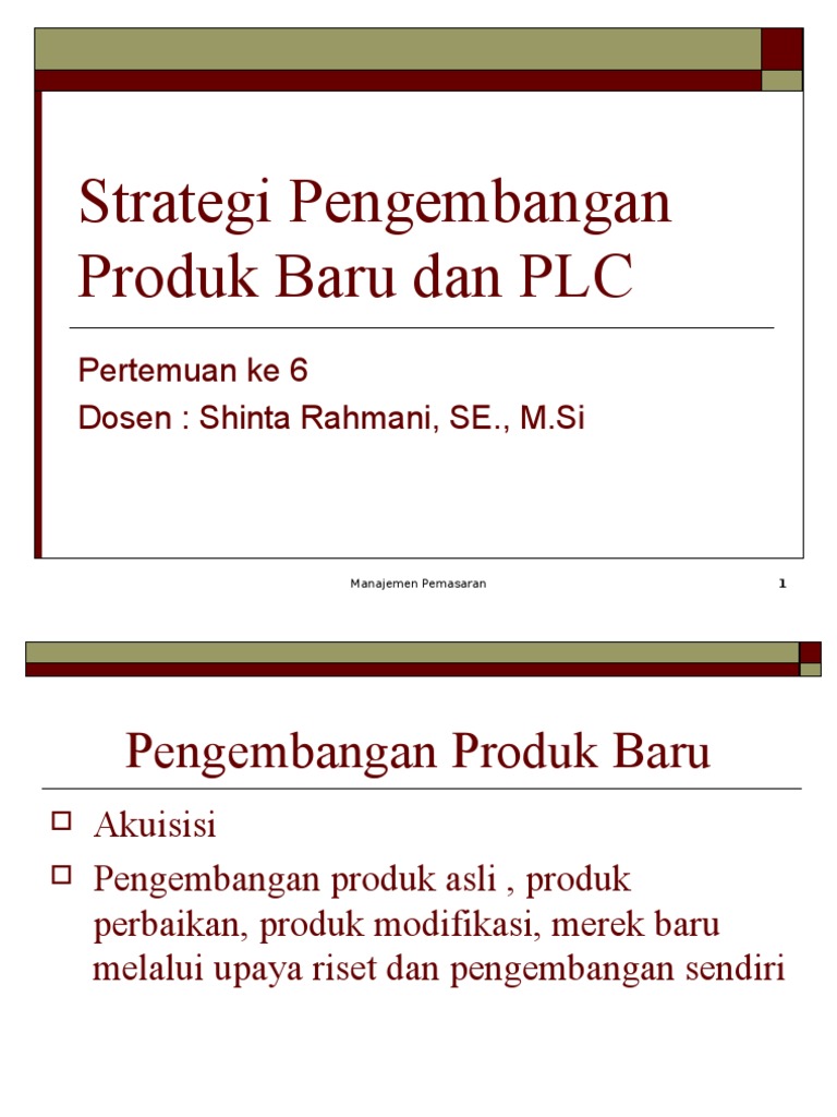 6-Strategi Pengembangan Produk Baru Dan PLC | PDF