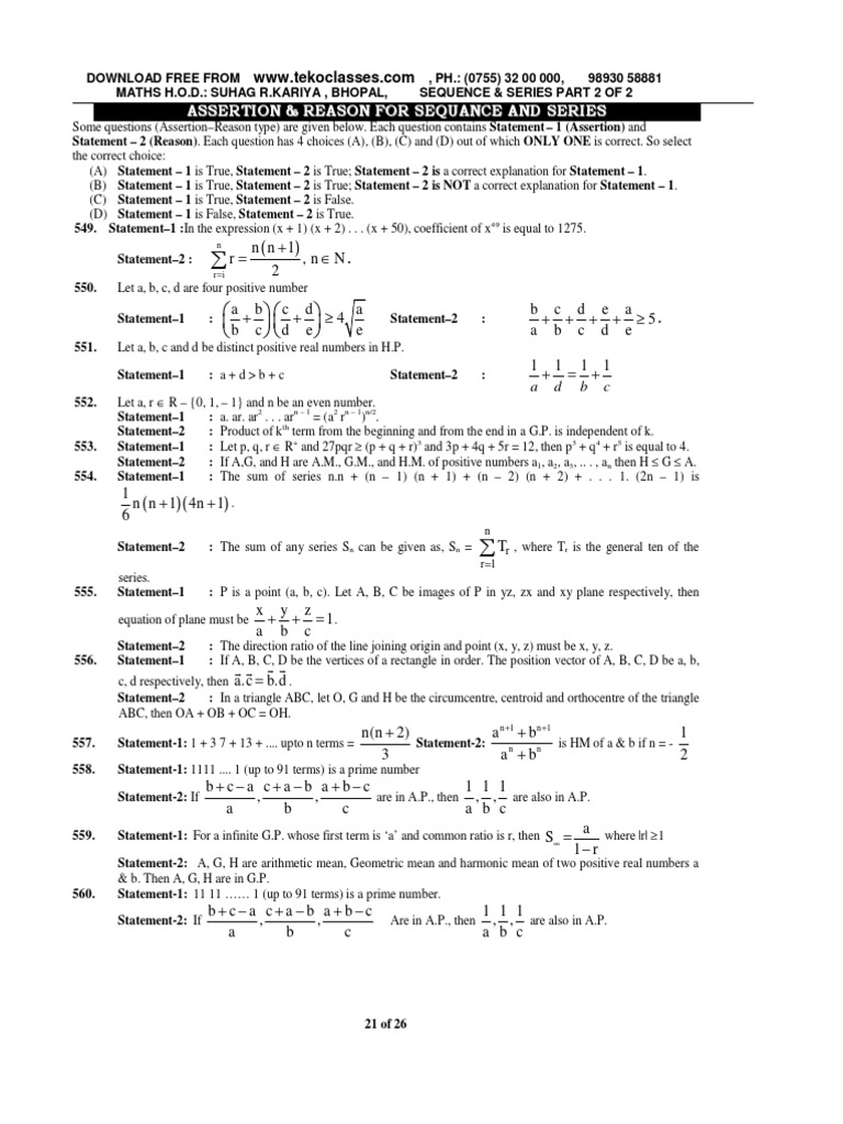 7 Sequence & Series Part 2 of 2 | PDF | Logarithm | Summation