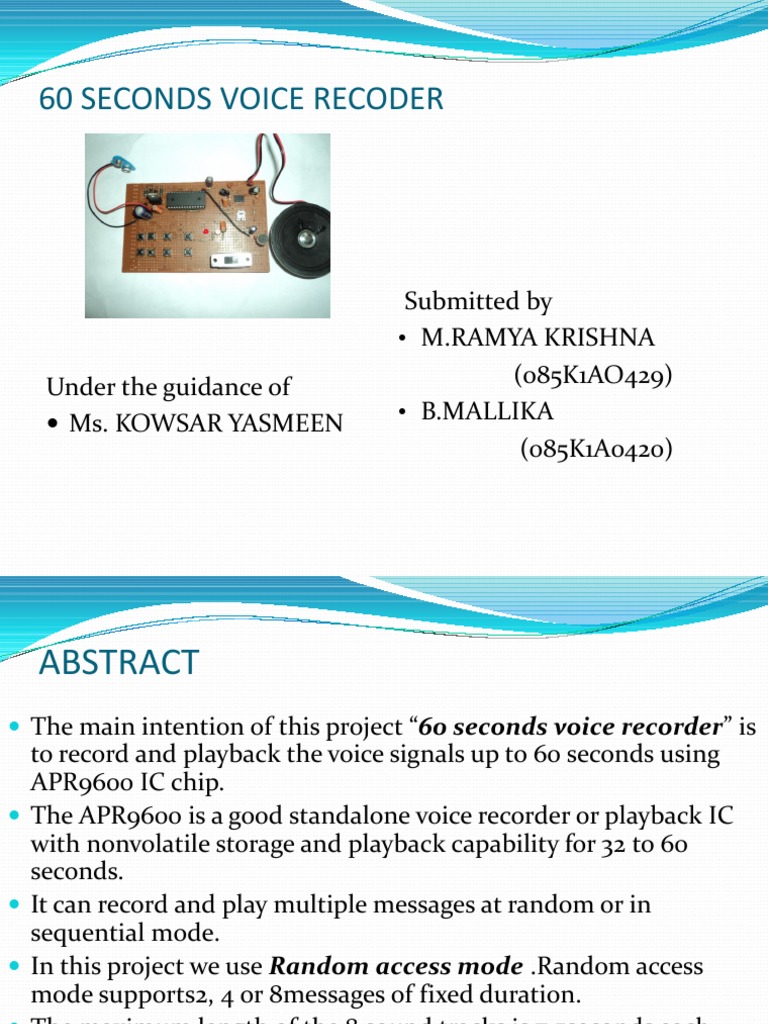 Voice Recorder Project Guide | PDF | Sound Recording And Reproduction ...