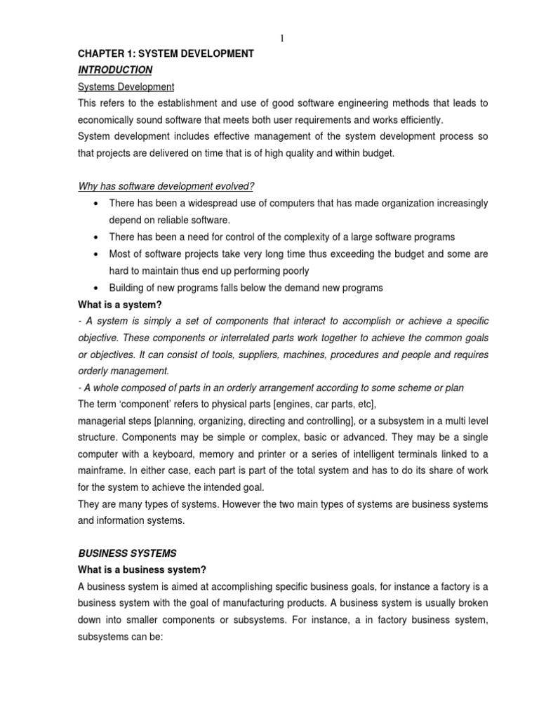 Chapter1 System Development | PDF | System | Software Development Process