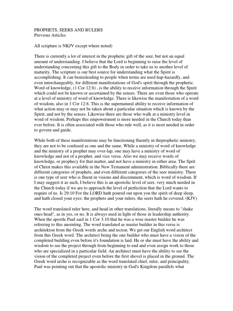 Prophets Seers and Rulers | PDF | Prophet | Prophecy