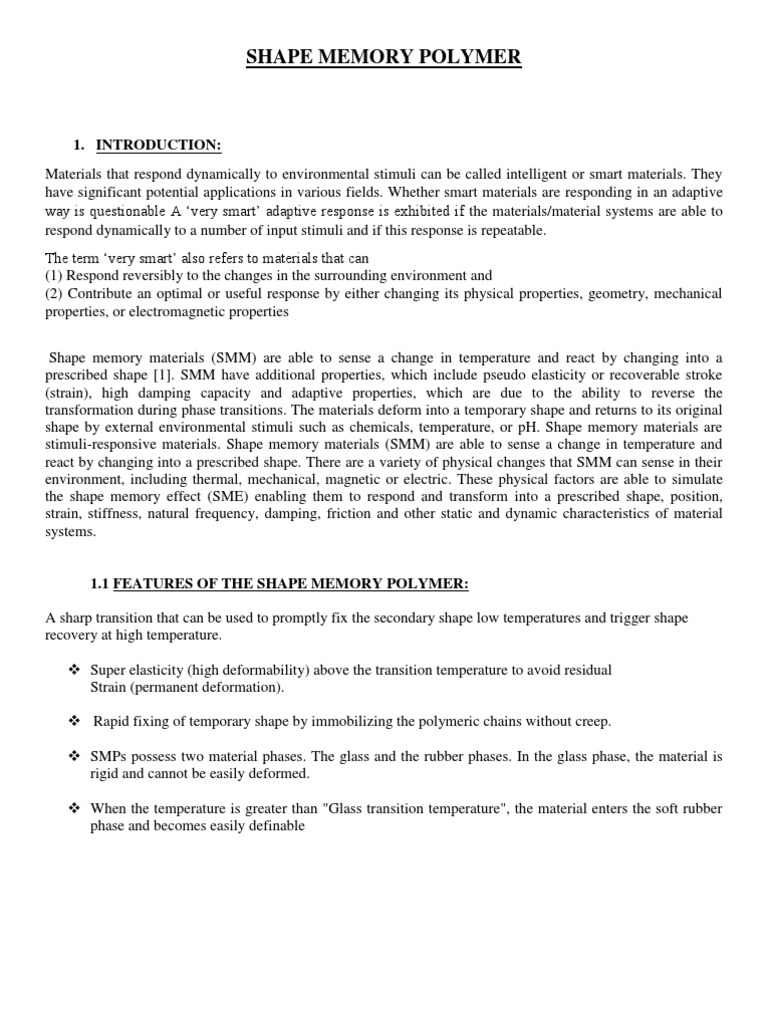 Shape Memory Polymer PDF | PDF | Shape Memory Alloy | Polymers