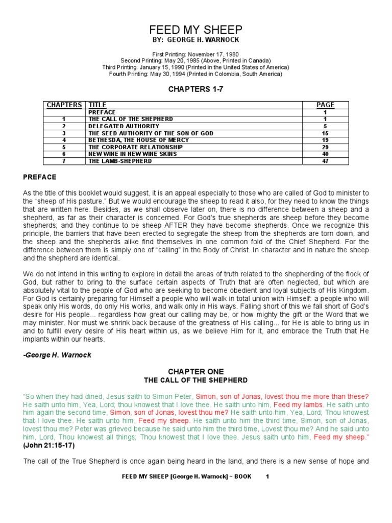 Feed My Sheep (George H. Warnock) Book | PDF | Shepherd | Saint Peter