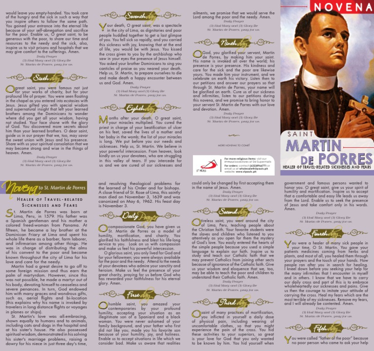 Novena To St. Martin de Porres | PDF | Prayer | Saint