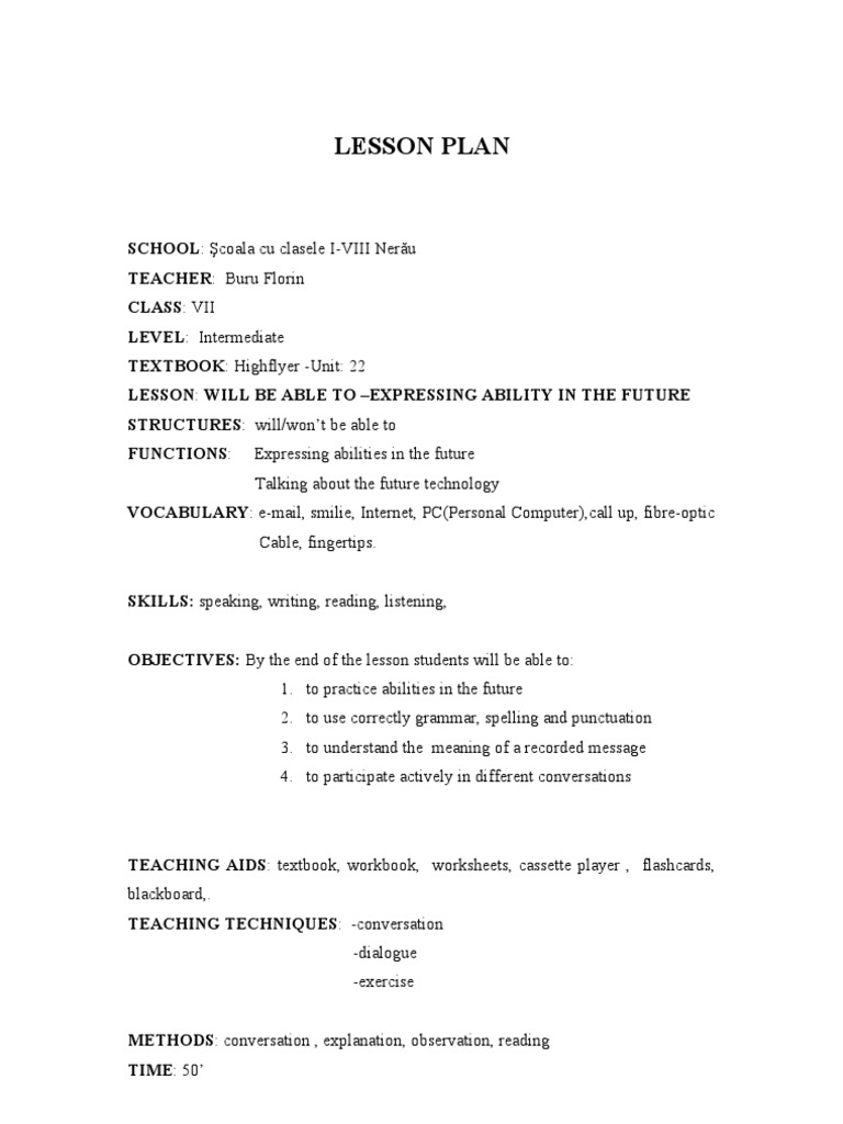 Expressing Future Abilities | PDF | Lesson Plan | Reading (Process)