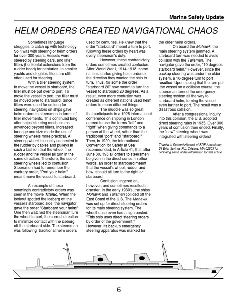 Helm Order Info | Rudder | Port And Starboard