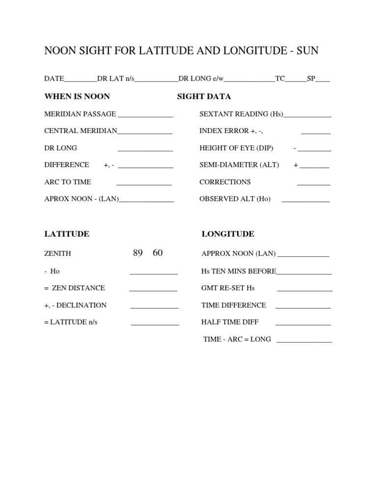 Noon Sight For Latitude and Longitude | PDF