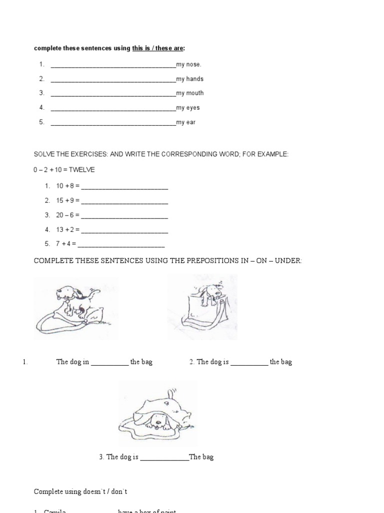 Complete These Sentences Using This Is / These Are | PDF | Language ...