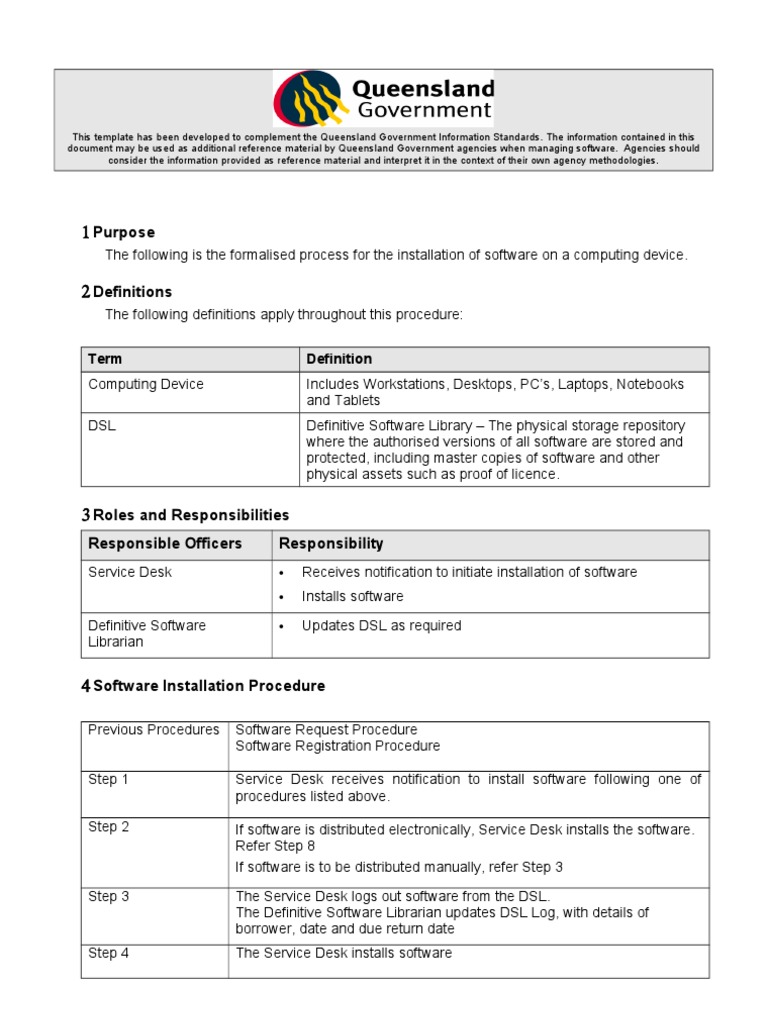 Software Installation Procedure Template PDF | PDF | Laptop | Personal ...