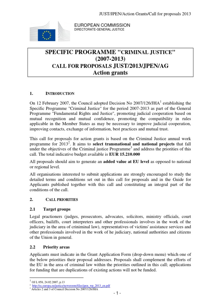 Call Proposals Action Grants Criminal Justice 2013 | PDF | Victimology ...