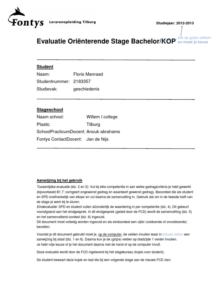 Evaluatieformulier Definitief | PDF